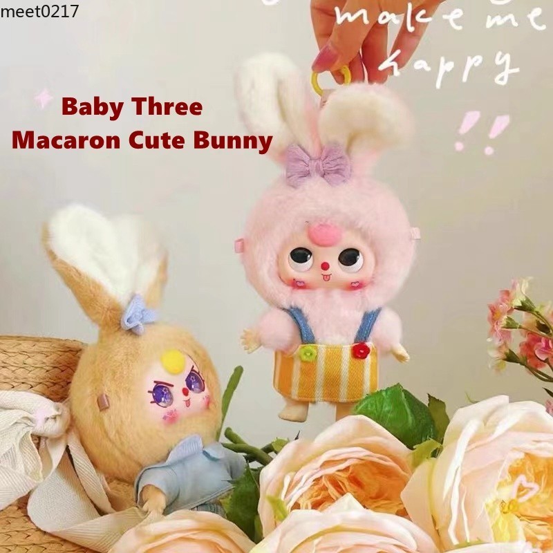 baby three macaron bunny series plush [Genuine] Doll Cute Figures ...