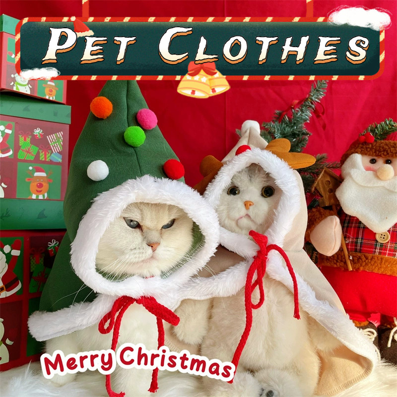 Christmas Cloak Hat Dog Cat Santa Claus Puppy Warm Christmas Clothes ...