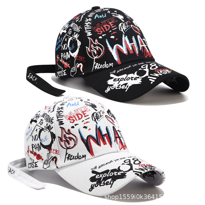 Graffiti Baseball Cap Fashion Korean Version Curved Edge Summer Trendy ...