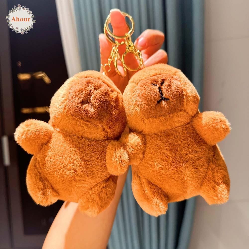 AHOUR Capybara Key Ring, Soft Pulling Rope Doll Rotating Turtle Shell ...