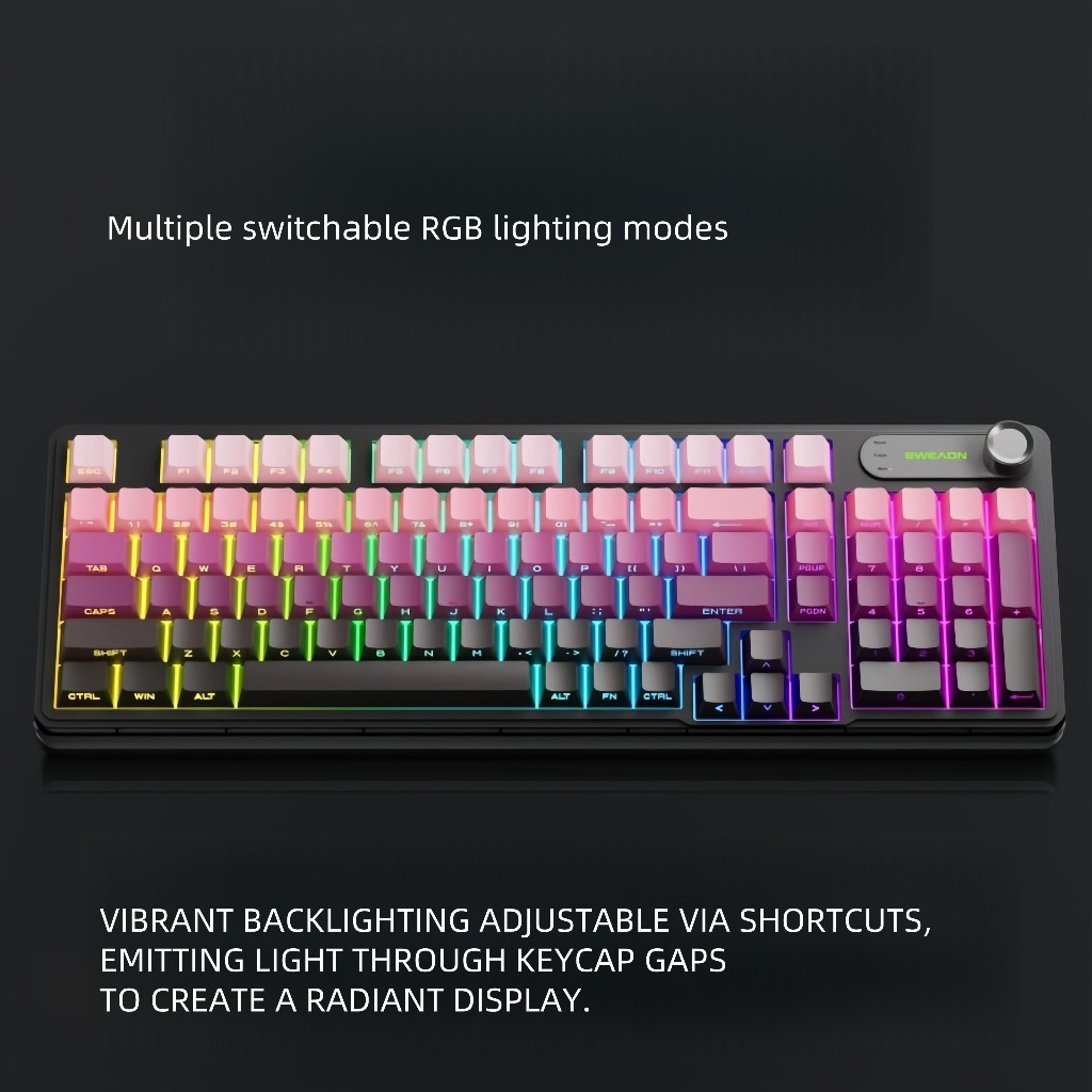 METMI x Eweadn V102 RGB Mechanical Feel Keyboard 16M RGB Colors Silent Typing Volume Knob LED ...