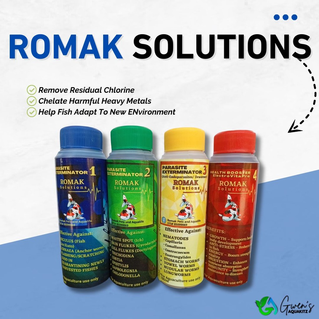 ROMAK SOLUTIONS Fish Parasite Exterminator & Health Booster-Fish Lice ...