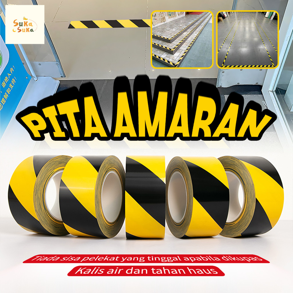Black & Yellow Warning Tape Twill Ground Zebra Line Floor Safety ...