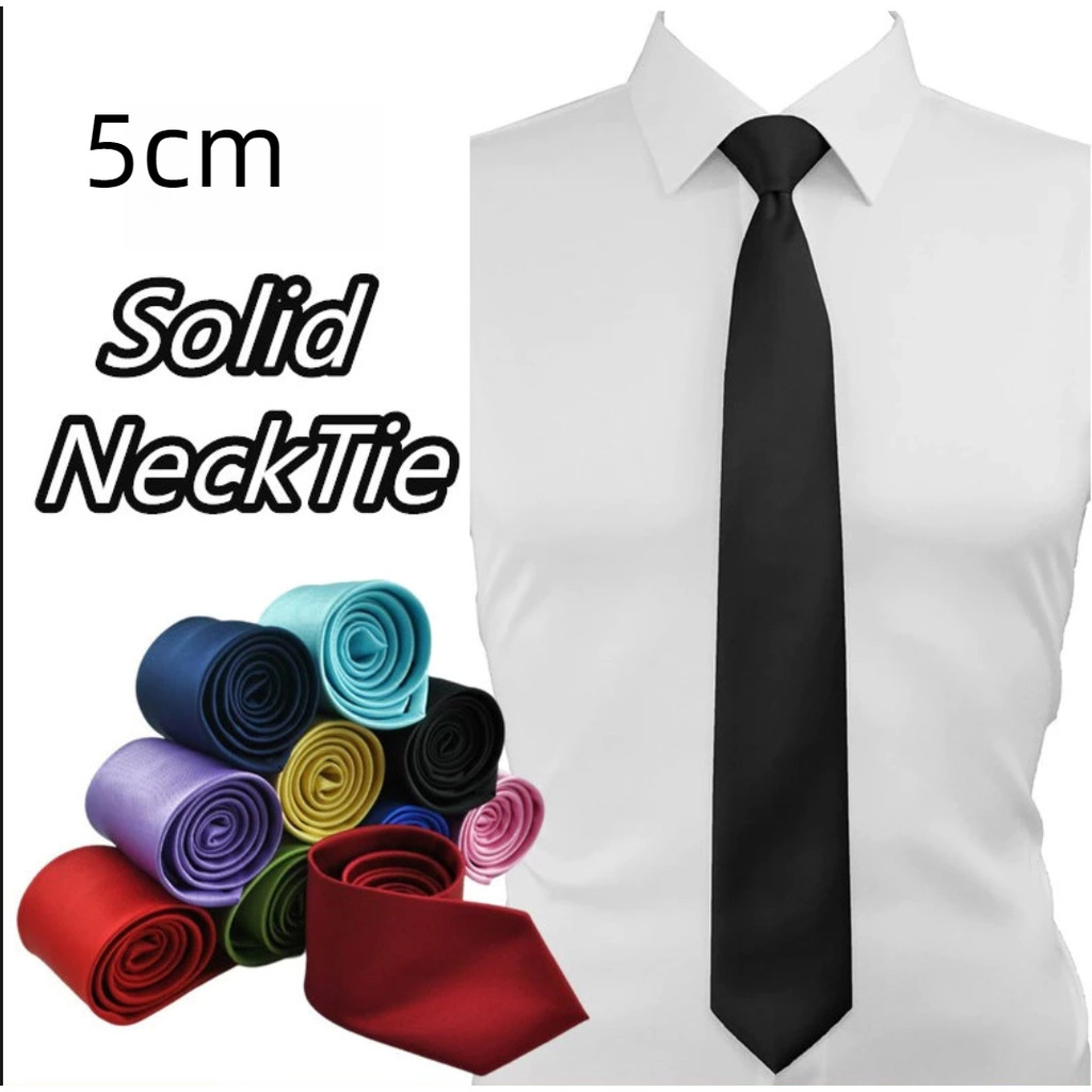 Necktie 5cm Formal Tie Man Men Solid Color Unisex Tie Gentleman Smart ...