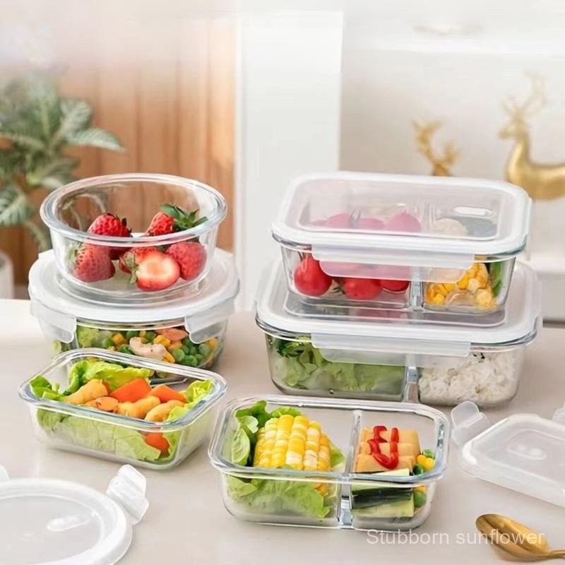 Top Unlimited PH Glass Lunch box with Divider for meal and Food storage ...