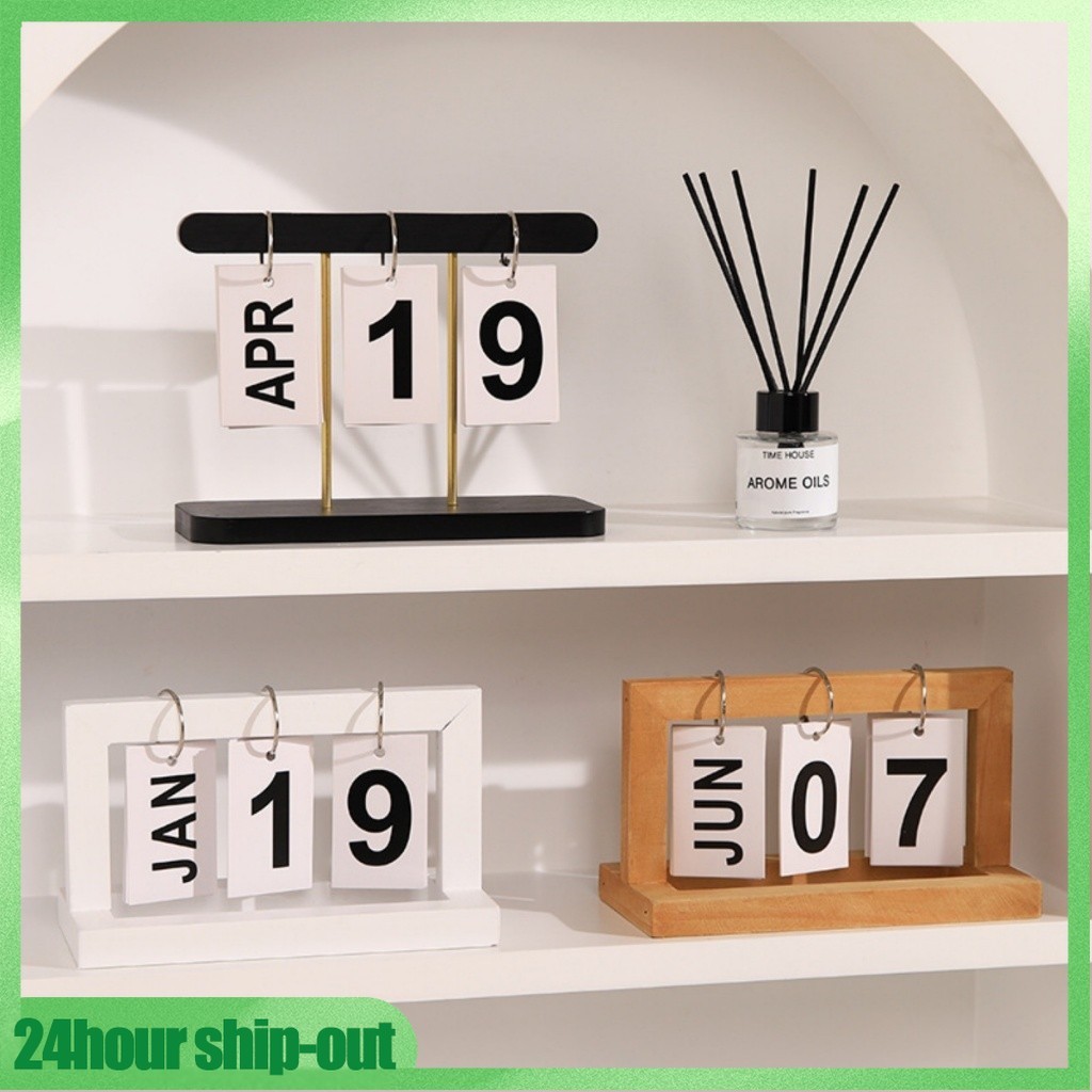 Wooden page turning Calendar Desk Calendar Reusable Flip Calendar for ...