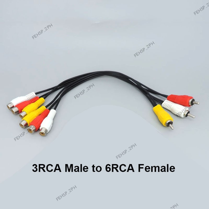 25cm 3 RCA Male Jack To 6 RCA 6RCA 3RCA Female Audio Video Cable extend ...