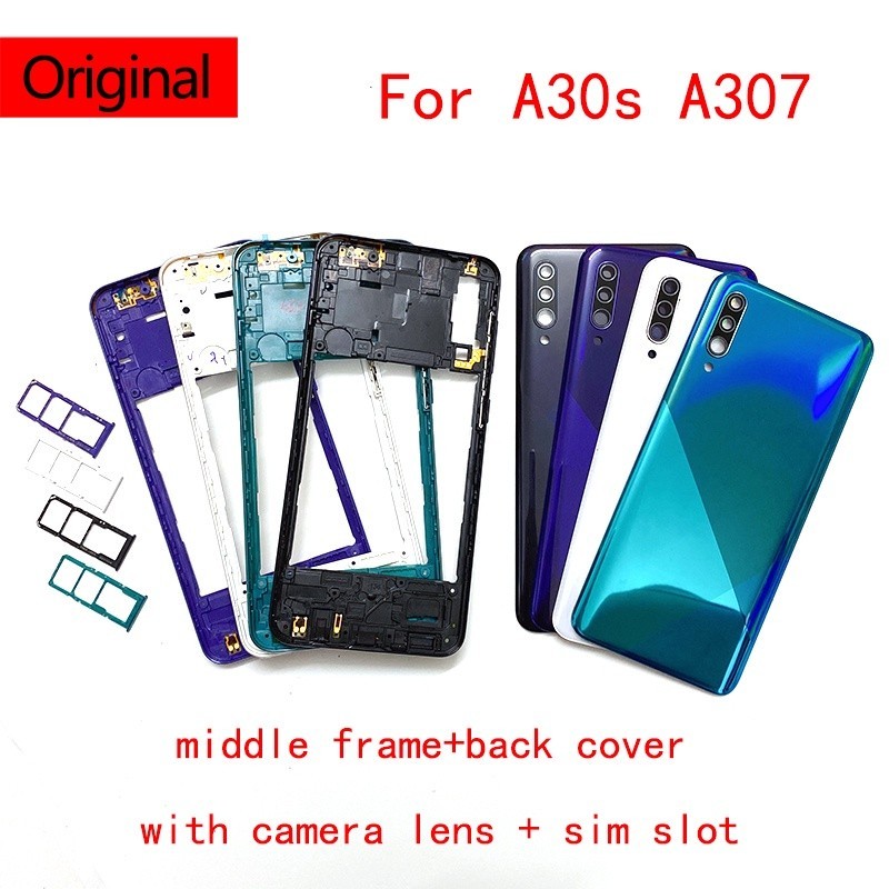 Original For SAMSUNG Galaxy A30s A307 Housing Battery Back Cover Case ...