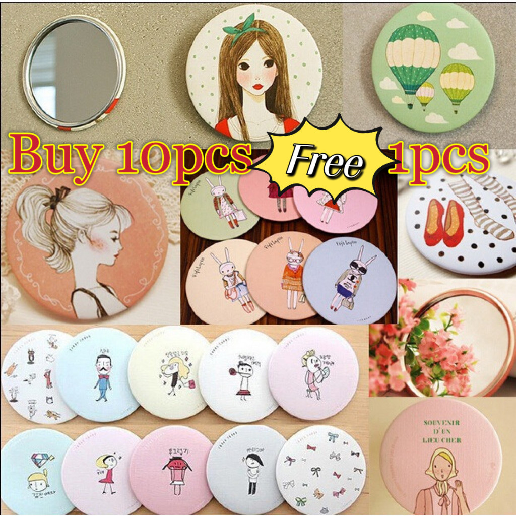 Mini Pocket Mirror Round Mirror Random Design Vanity Mirror Make Up ...