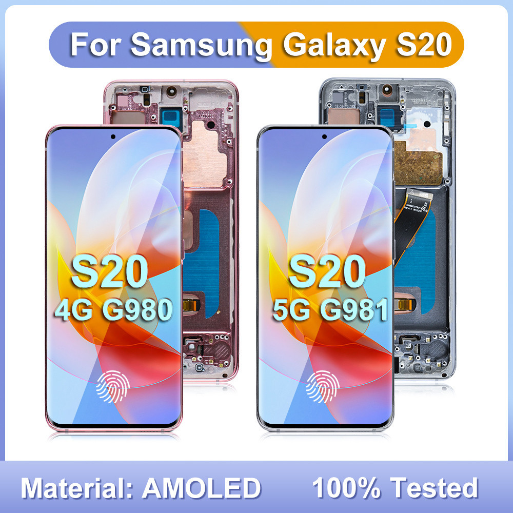 Original AMOLED For Samsung Galaxy S20 4G SM-G980 120hz LCD Display Touch Screen Digitizer ...