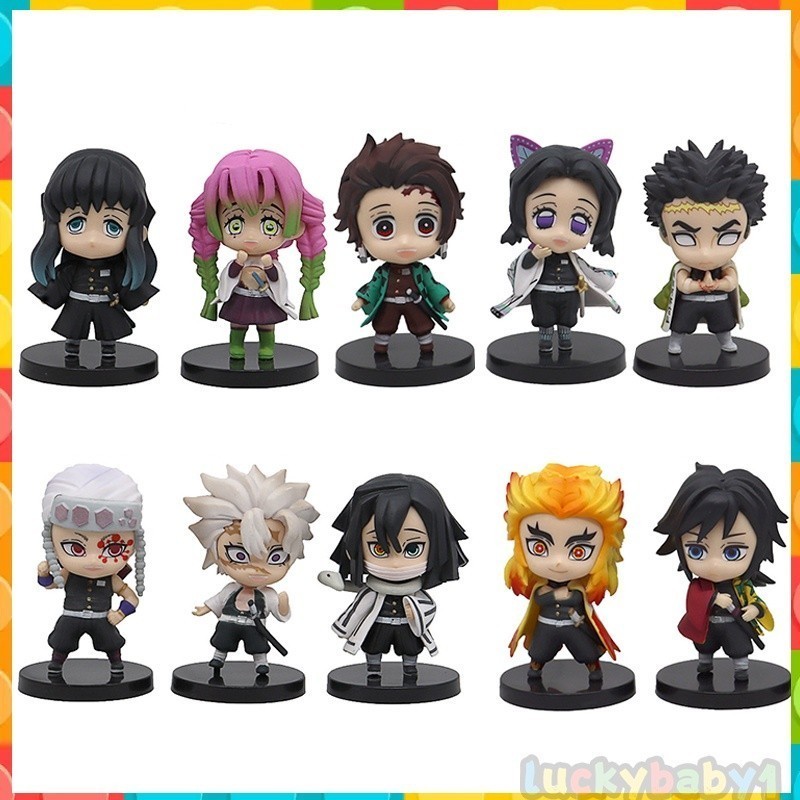 5pcs Demon Slayer Anime Model Action Figures Set Tanjirou Zenitsu ...