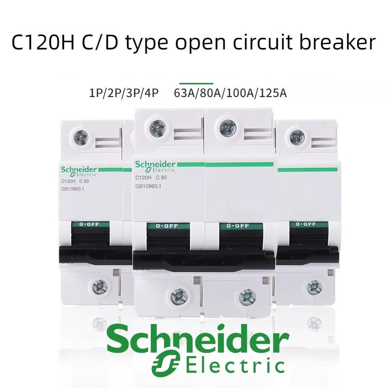 Schneider Electric Air Switch C120H IC65N High Current Circuit Breaker 63a 80a 100a 125a 1P 2P ...