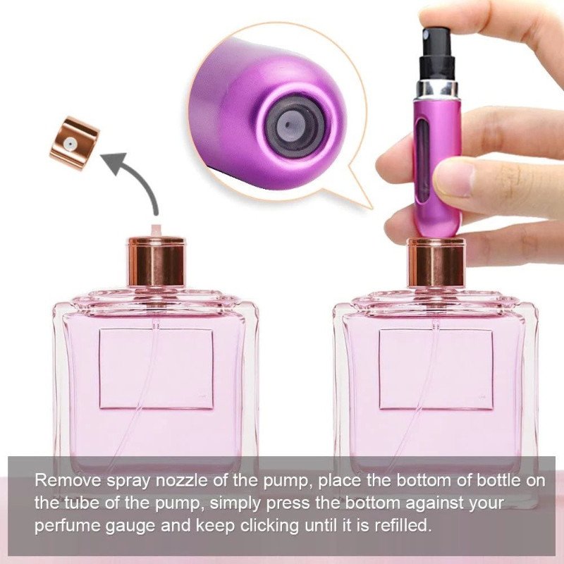 5ml Portable Mini Refillable Perfume Bottle with Spray Perfume Alcohol ...