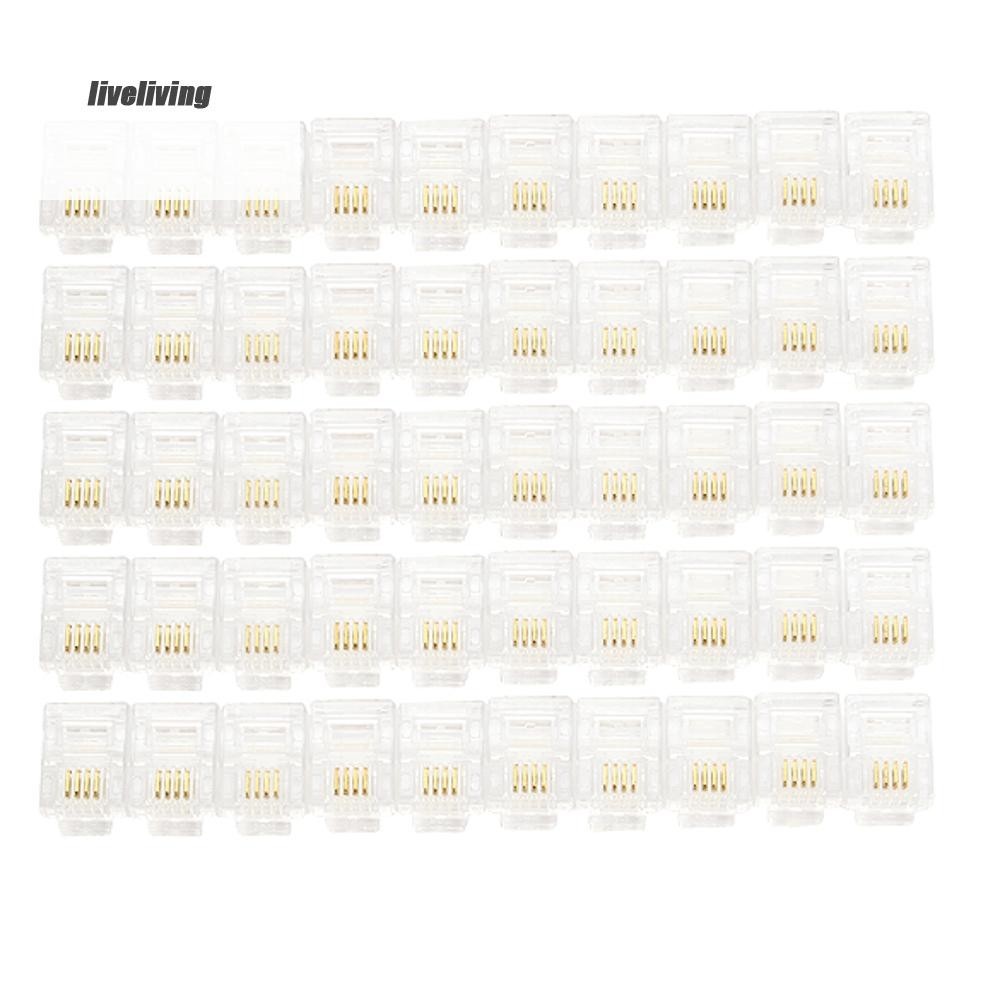 100X 4 Pin RJ11 RJ-11 6P4C Modular Telephone Phone Crystal Plug ...