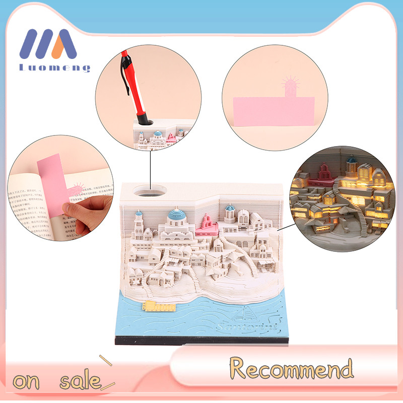 LuoMeng Castle Desk Calendar With LED Lights 2025 Calendar Memo Pad ...