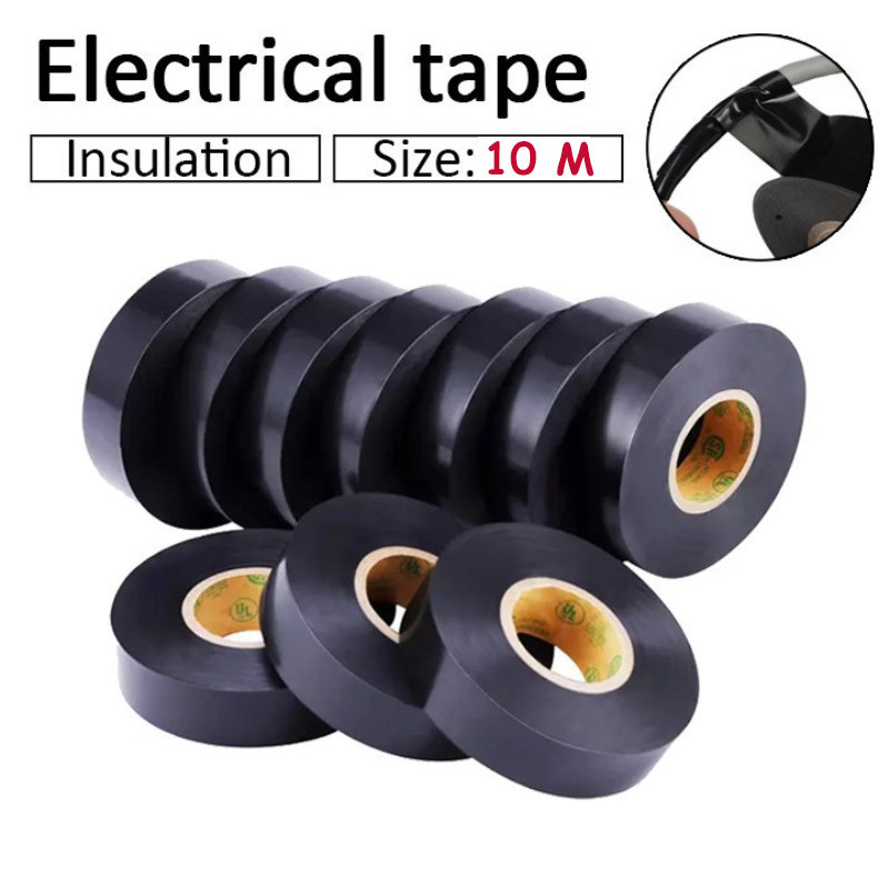 10pcs 10M Electrical Tape Black Tape Wire Strong Insulating Electrical ...