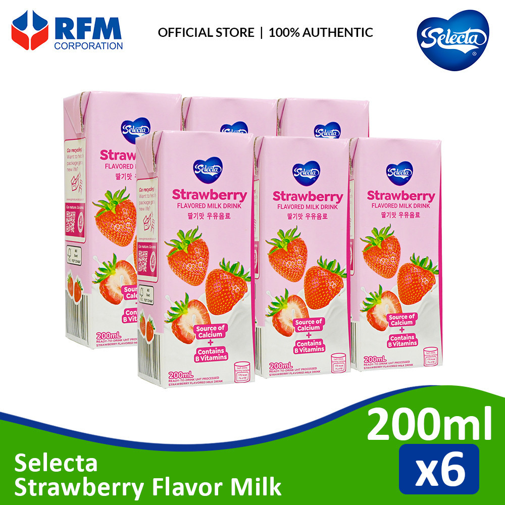 Selecta Strawberry Flavored Milk 200ml - Set of 6s | Shopee Philippines