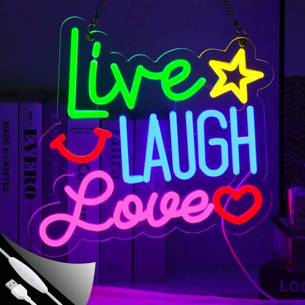 ★Y-Live Laugh Love Neon Light Sign, Illuminated Letter Room Decor Neon ...