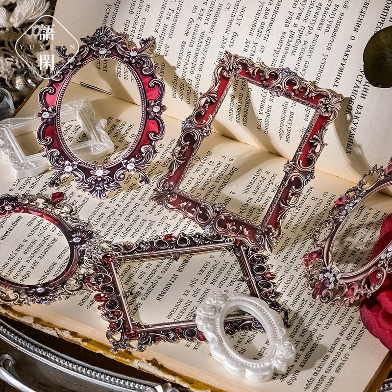 Embossed hollow collage card stars jewel series retro border material ...