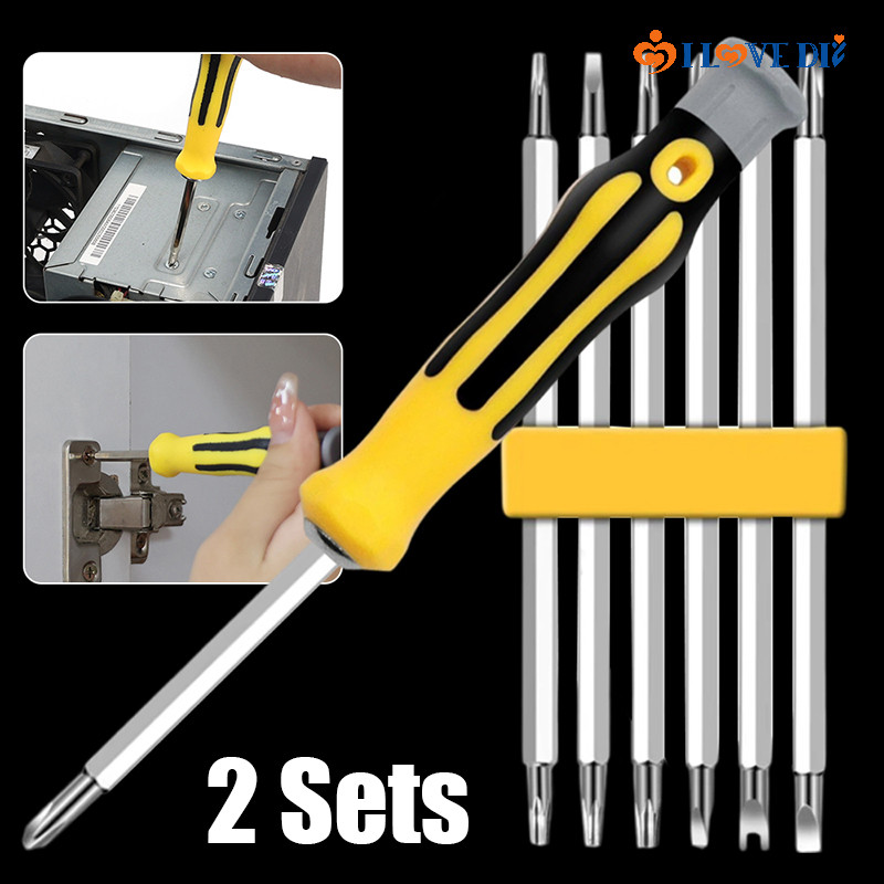 2 Sets Creative Replaceable 12 in 1 Multifunctional Screwdriver - Cross ...