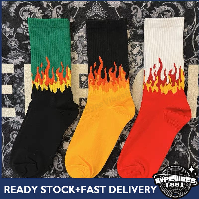 HypeVibes Unisex Flame Fire Design Socks Skateboard Socks Fashion ...