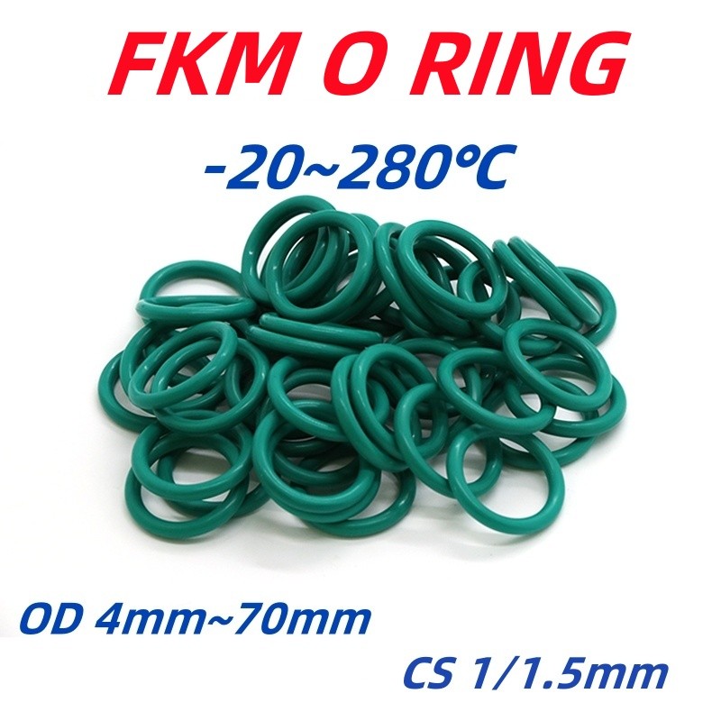 FKM Green Fluorine Rubber O Ring OD 4mm~70mm CS 1/1.5mm High Pressure O ...