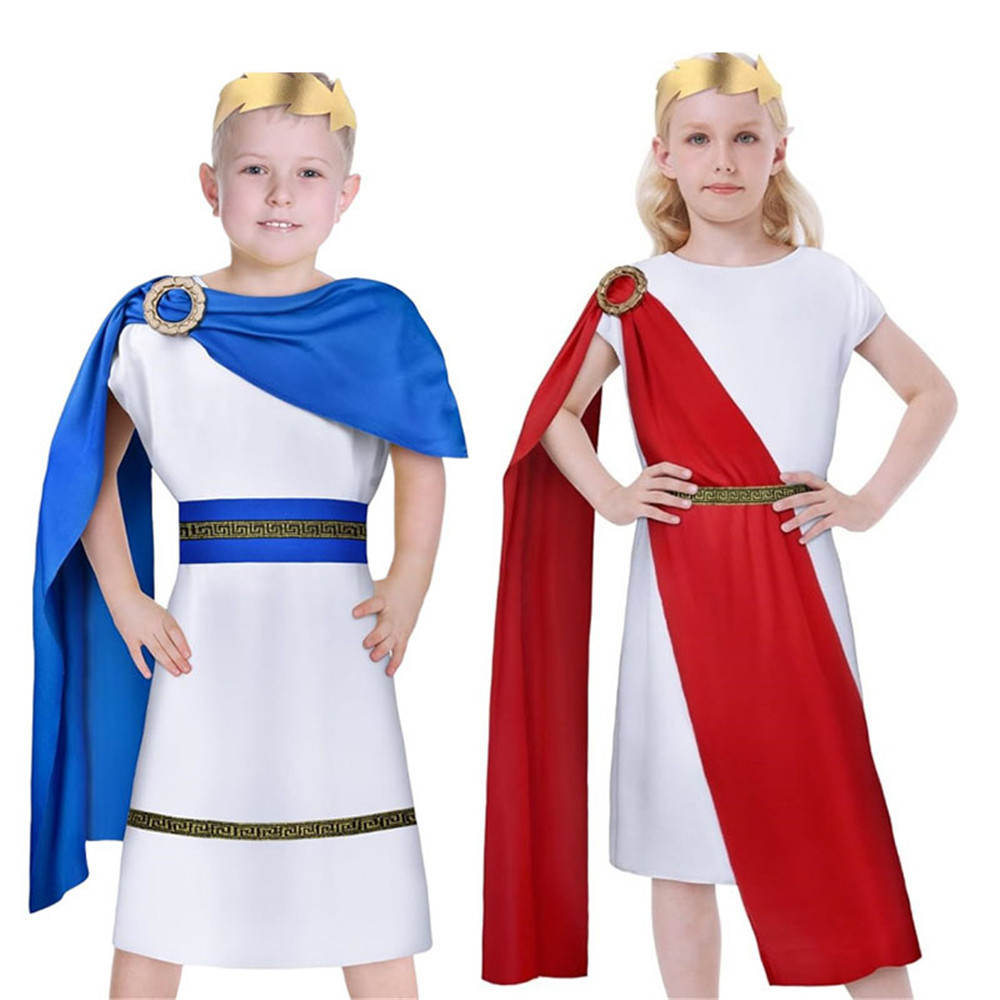 Kids Girls Boys Grecian Toga Costume Ancient Greek Mythos Philosopher ...