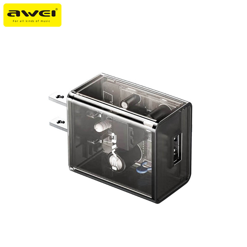 Awei C11 2.4A Fast Charging Small Power Adapter Transparent Single USB ...