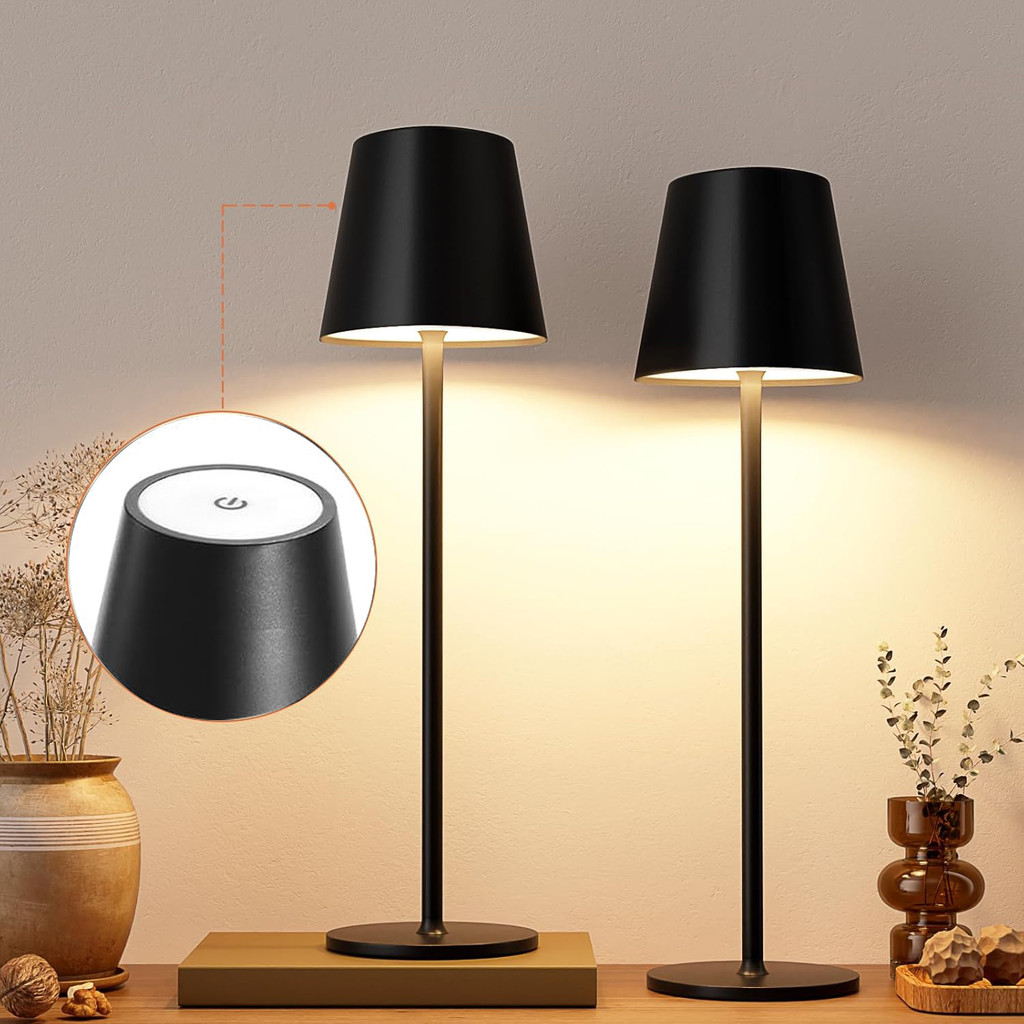 LED Cordless Iron Table Lamps 3 Color Changeable & Dimming Table Light ...