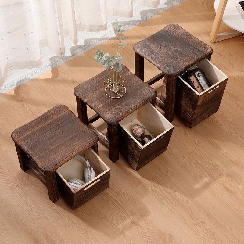 Nordic Solid Wood Stool Storage Small Stool Bedside Table Stool Storage ...