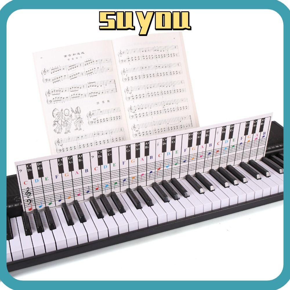 SUYO Piano Chord Chart, 61/88 Keys Removable Keyboard Note Card ...