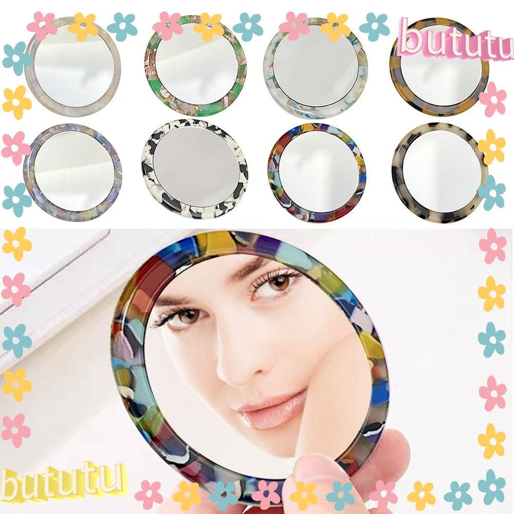 BUTUTU Acetate Makeup Mirror, Round Mini Cosmetic Vanity Mirror ...