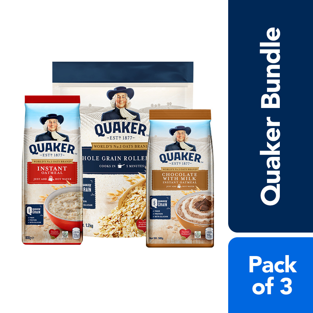 Quaker Instant Oatmeal 800g + Flavored Oatmeal Chocolate with Milk 500g ...