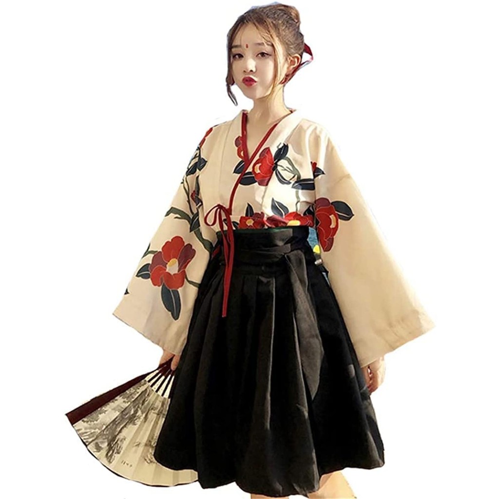 [Kondun] Taisho Romantic Hakama Kimono Dress Floral Lolita Costume Cute ...