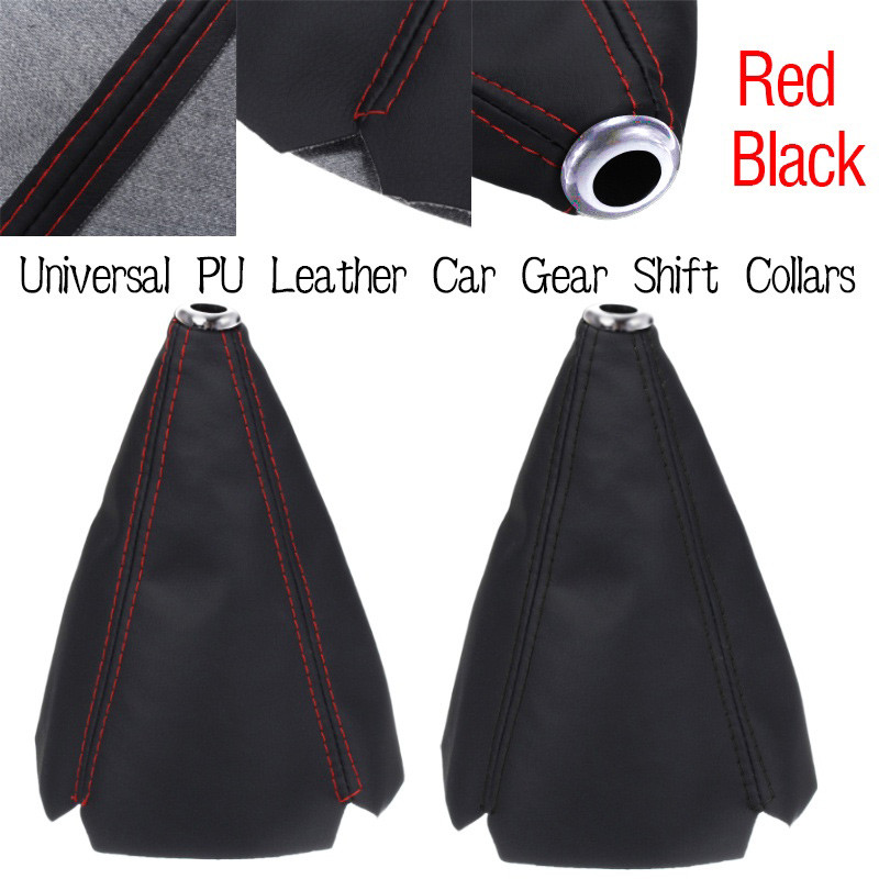 16mm Universal PU Leather Car Gear Shift Collars Carbon Fiber Auto Car ...