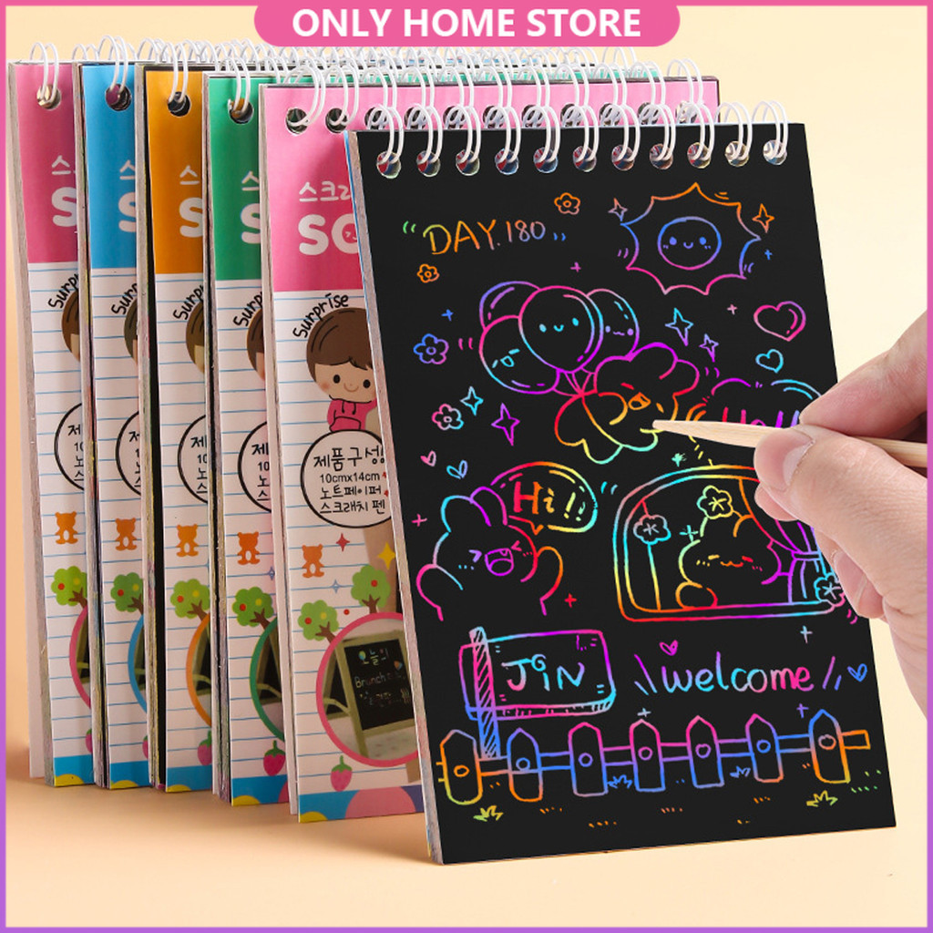 DIY Magic Cartoon Drawing Board Rainbow Color Scratch Art Painting ...
