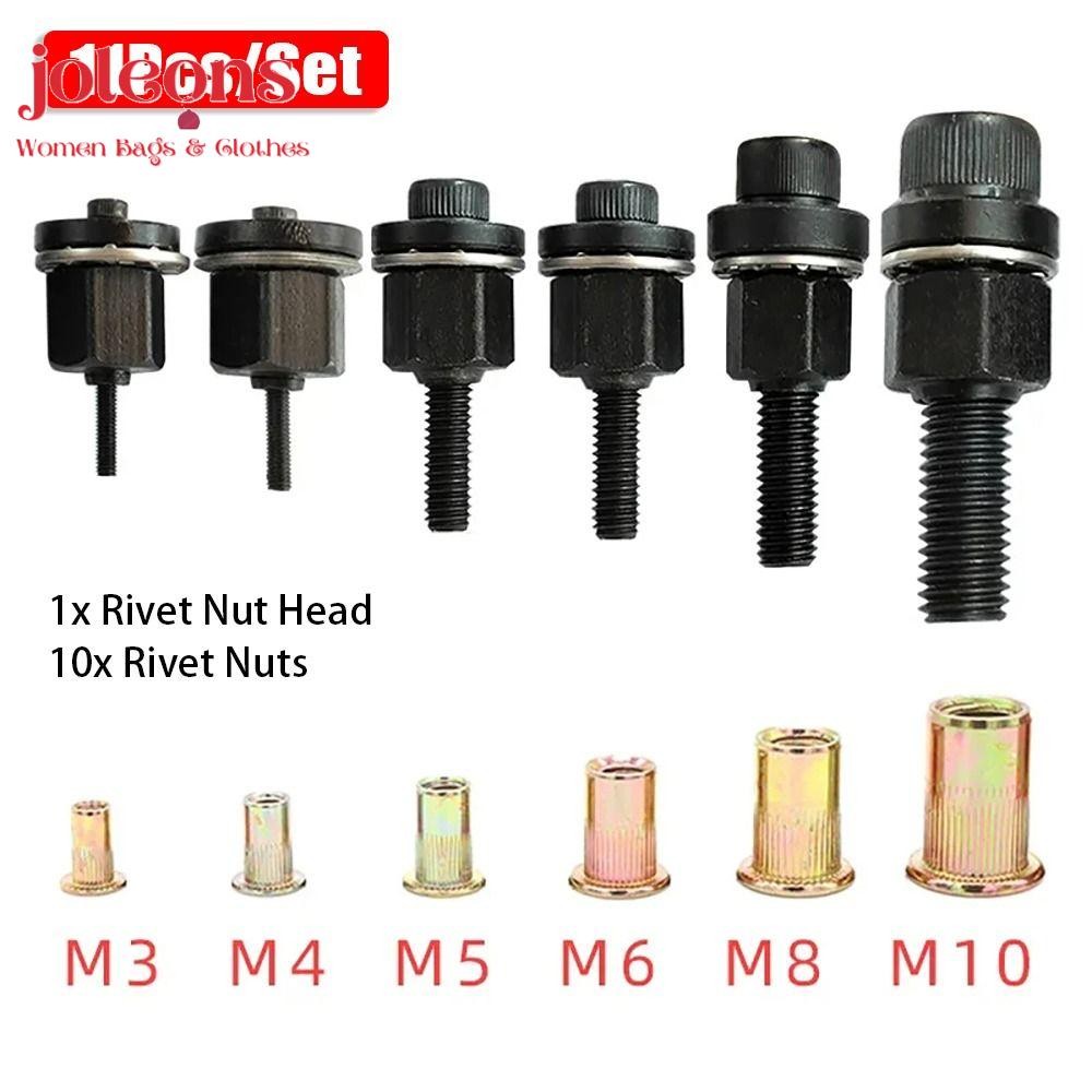 JOLEONS 11Pcs/Set Hand Rivet Nut, M3 M4 M5 M6 M8 M10 Easy Installation ...