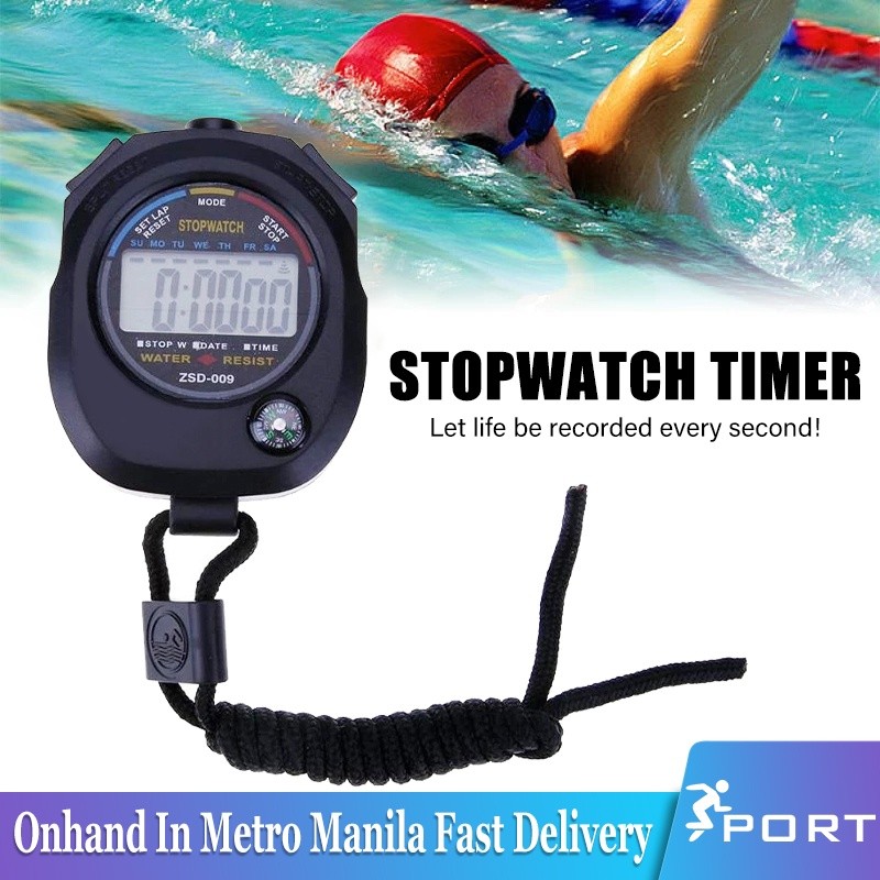 Stopwatch Chronograph Timer Waterproof Digital LCD Outdoor Sports ...