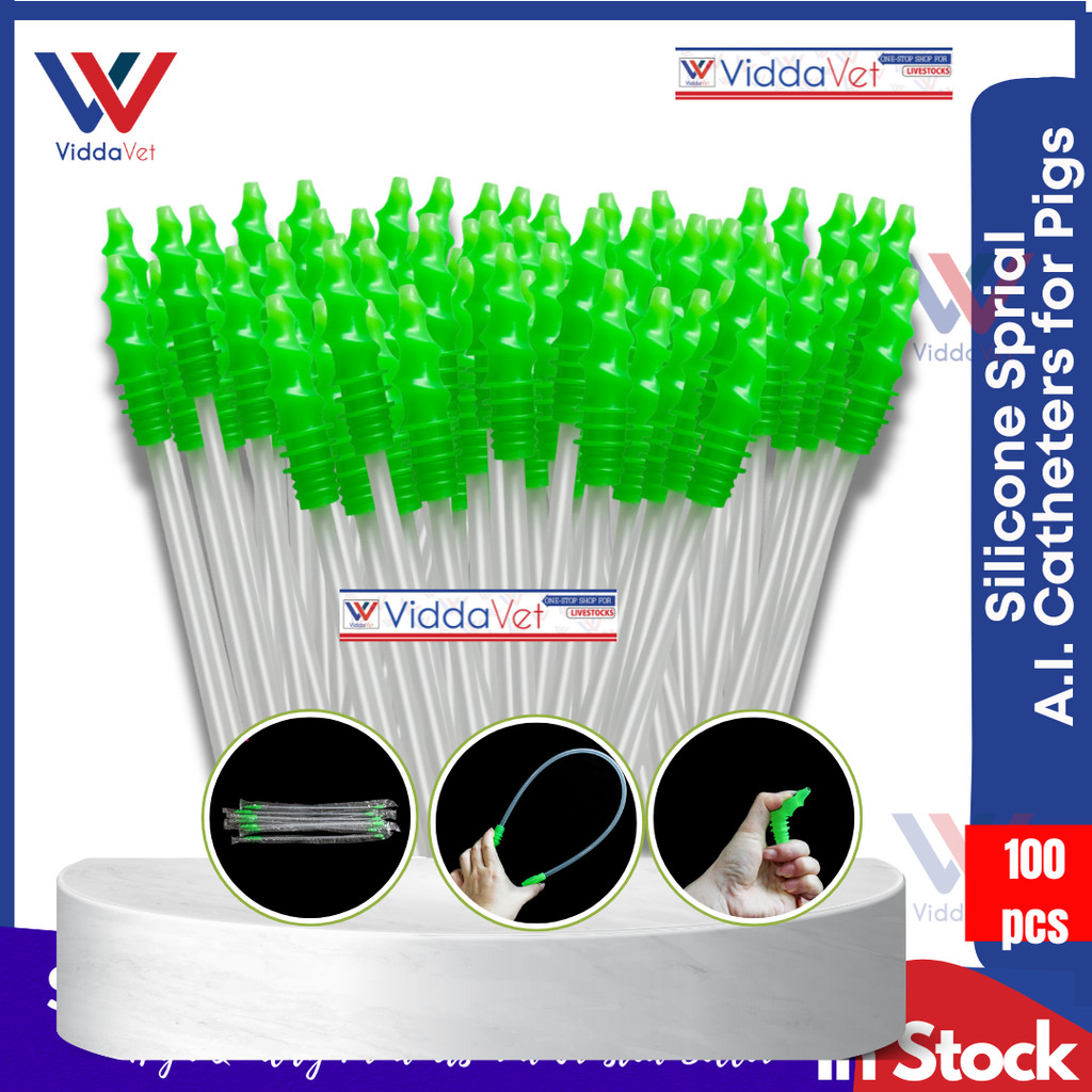 100 pcs Silicone Ai catheter for pigs Ai catheter Spiral David swine ai ...