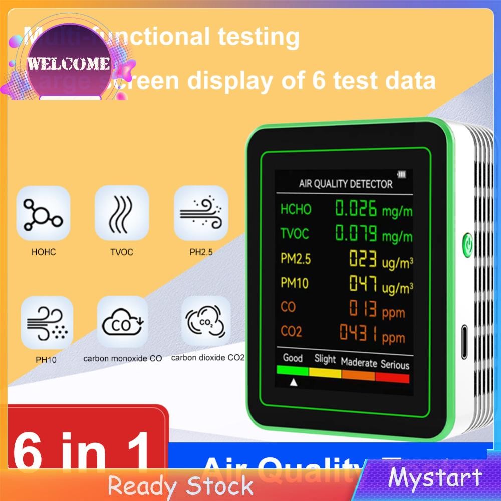 6 In 1 Air Quality Monitor Accurate PM2.5 PM10 HCHO TVOC CO2 CO Detector | Shopee Philippines