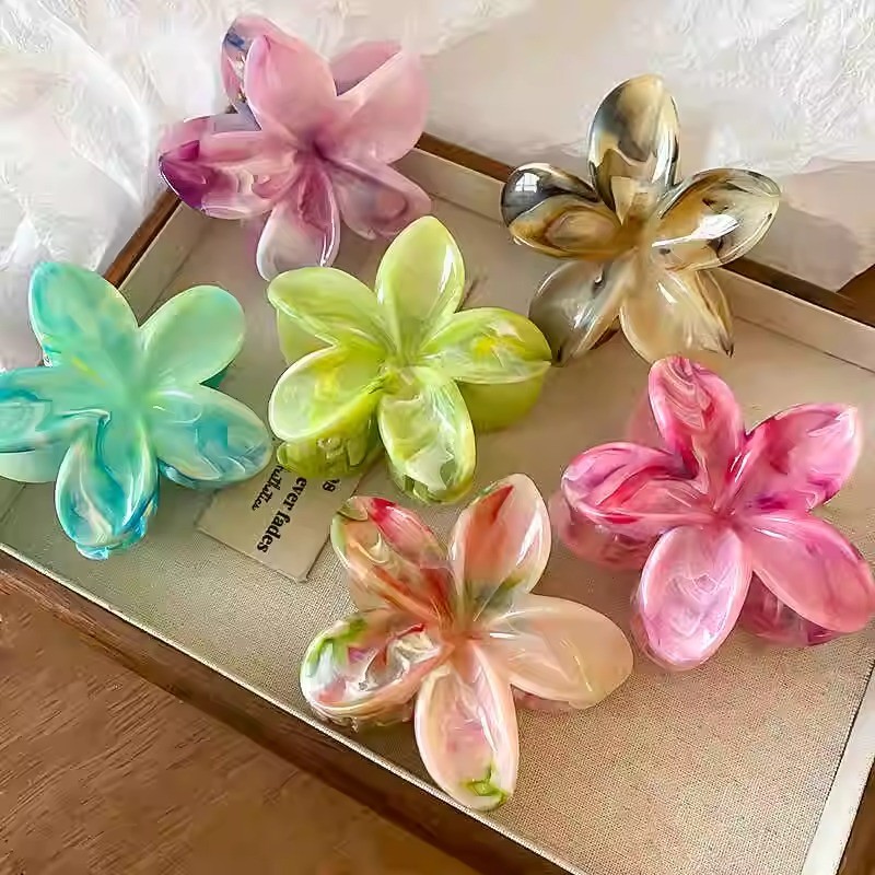 Hawaiian Gradient Plumeria Flower Hairpin Grips Clips Barrettes ...
