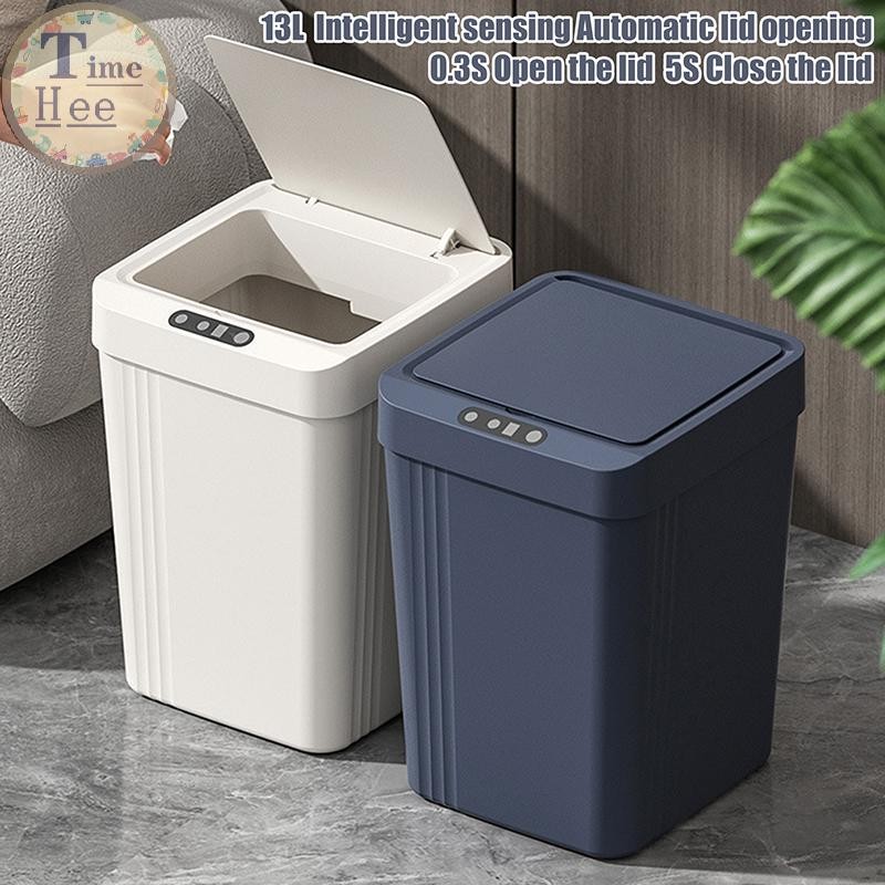 TIMEHEE 13L Smart Bathroom Trash Can Automatic Bagging Electronic Trash ...