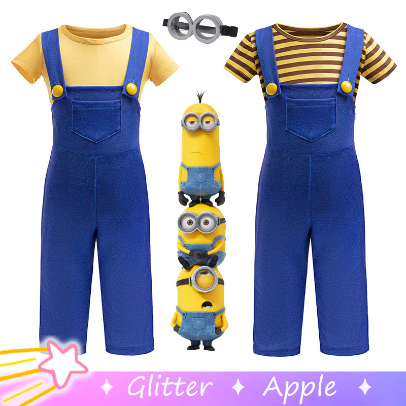Minions Overalls For Kids Girl Boy Yellow Stripe Despite Me Halloween ...