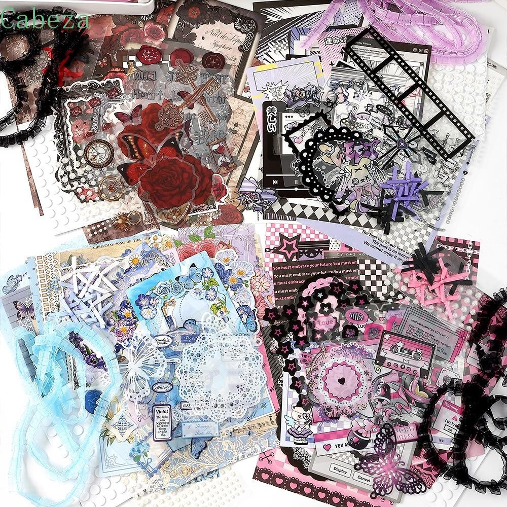 CABEZA DIY Itabag Insert Material, Paper Stickers Lace Ribbon Itabag ...