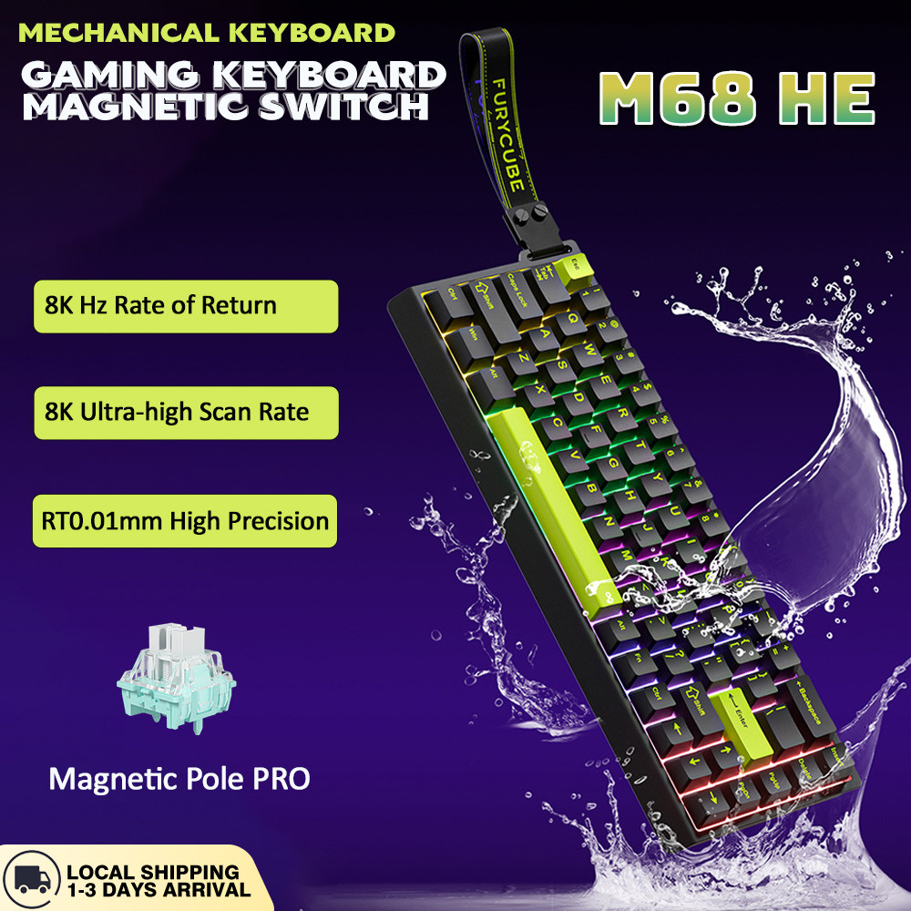 Furycube M68 HE Wired Mechanical Keyboard Magnetic Switch 60% Layout ...
