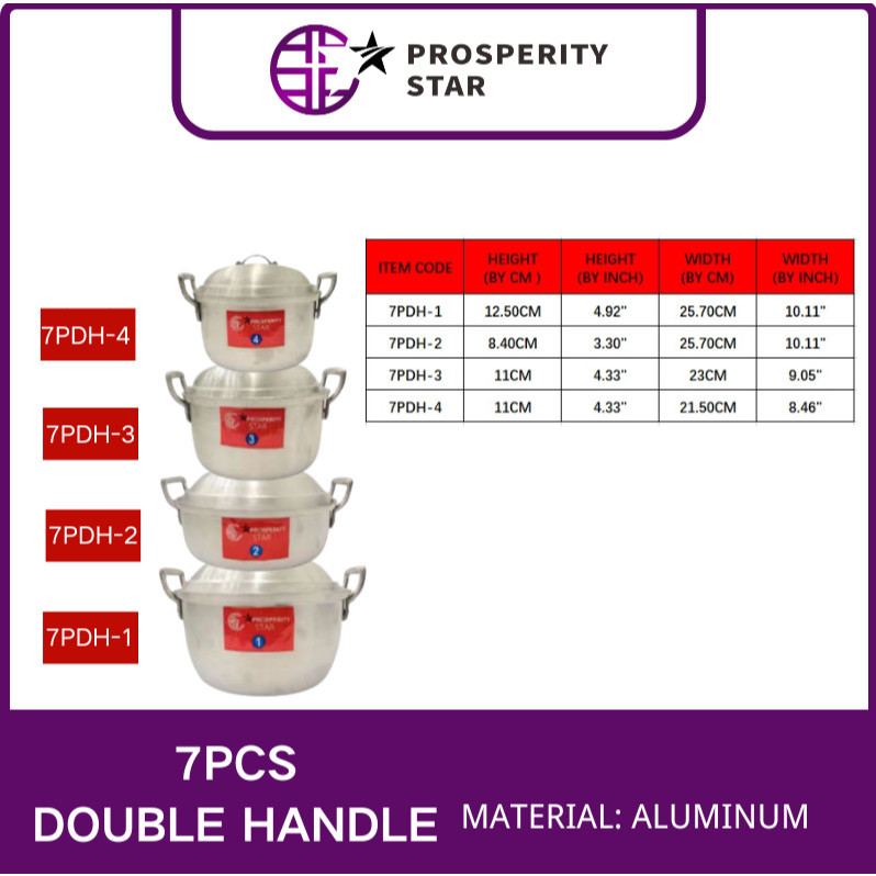 High Quality Aluminum Pot 7PS Kaldero Caldero Double Handle #1, #2, #3 ...
