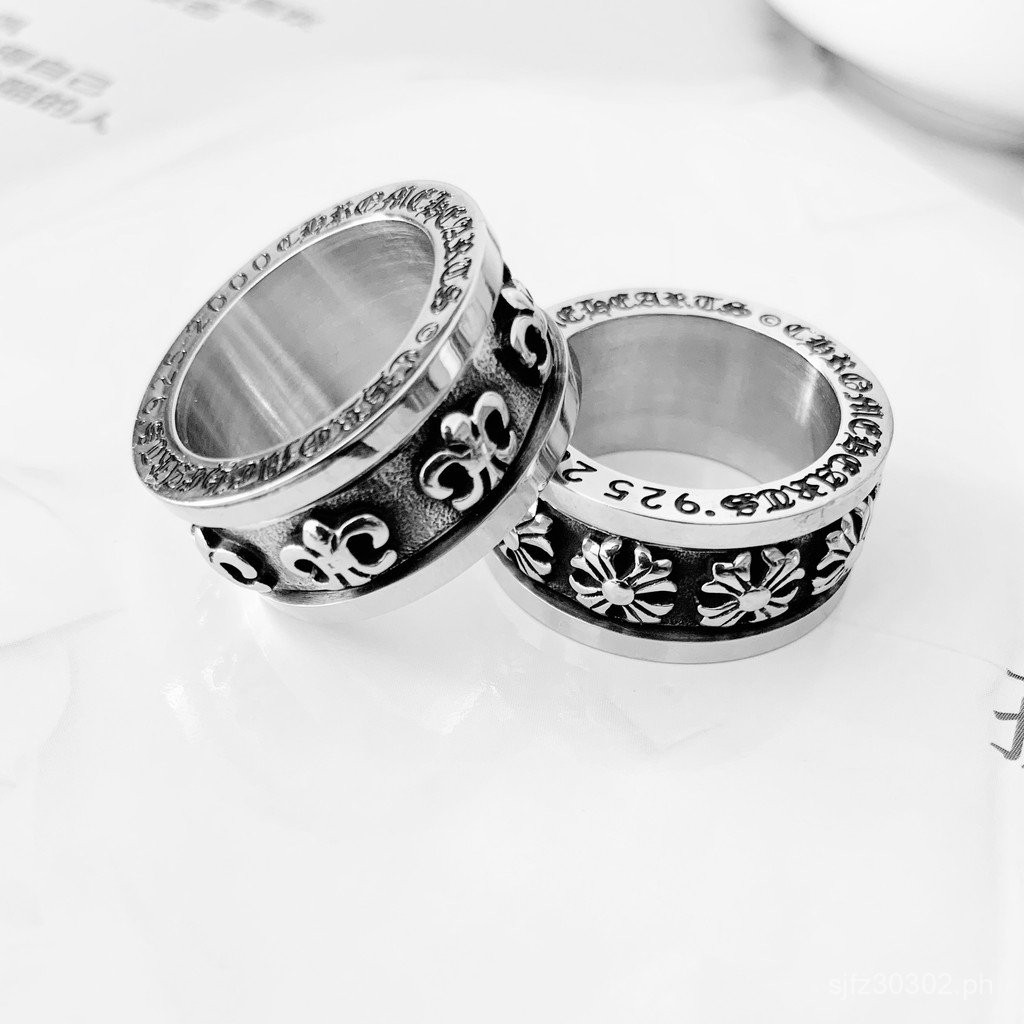 Titanium Steel Punk Style Rotating Non-Fading Ring High Version Cross ...