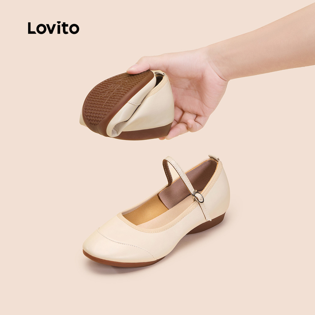 Lovito Soft Casual Plain Buckle Versatile Inner Height Increase Soft ...