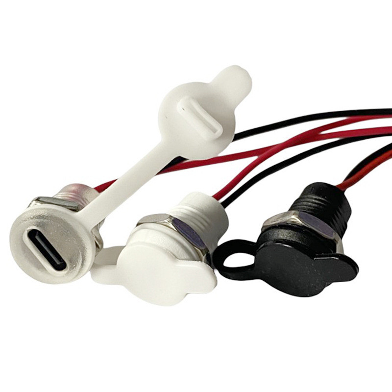 TYPE-C 2PIN Waterproof Female Socket with Wire with PH2.0 Terminal Nut ...
