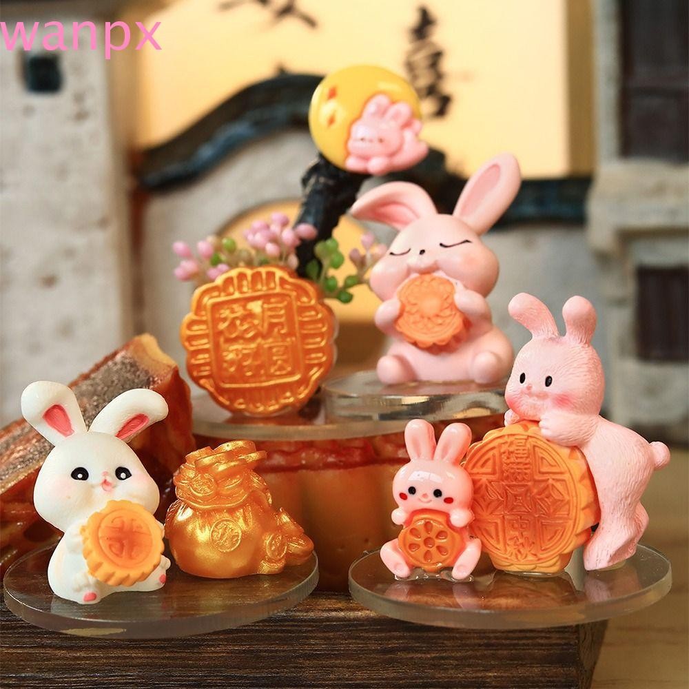 WANPX Rabbit Mooncake Figurines, Creative Exquisite Cartoon Rabbit ...
